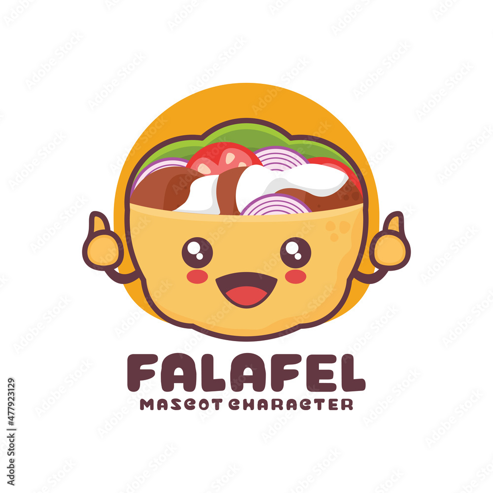 vector Falafel sandwich cartoon mascot, middle eastern traditional food ...