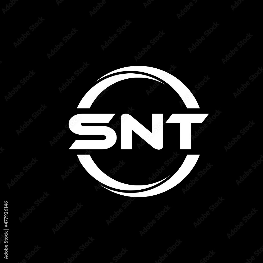SNT letter logo design with black background in illustrator, vector ...