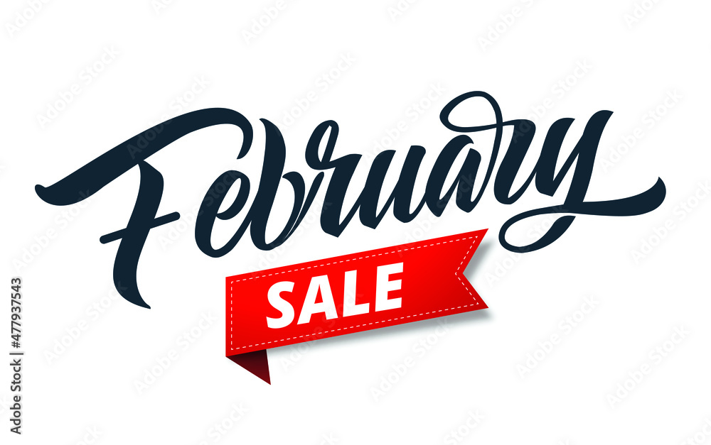 February Sale - cute handwritten modern black outline name of month of ...