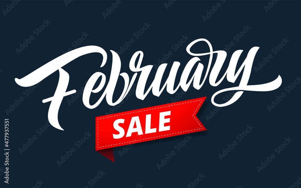 February Sale - cute handwritten modern black outline name of month of ...