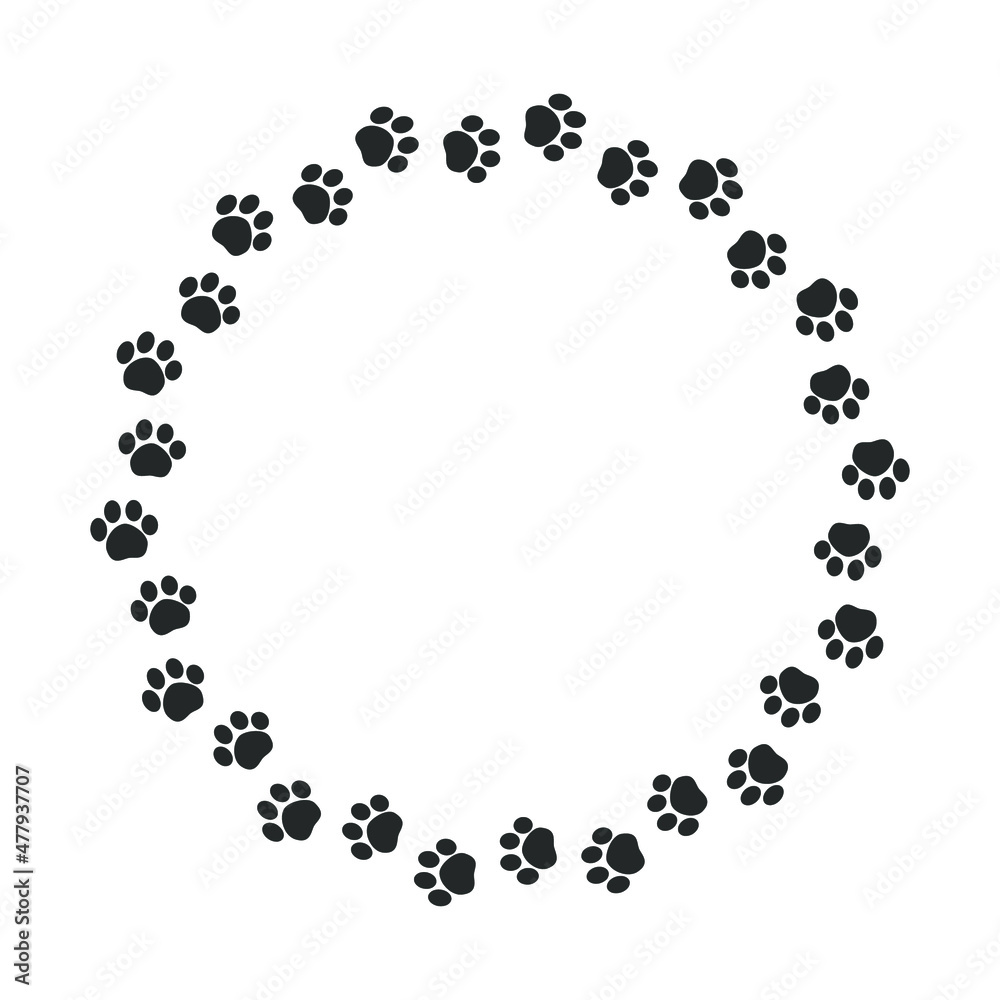 Animal paw print round border frame clipart. Stock Vector | Adobe Stock
