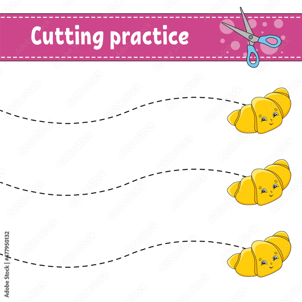 Cutting practice for kids. Education developing worksheet. Activity ...