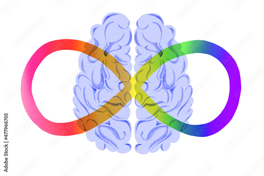 brain with the adhd infinite rainbow symbol ilustração do Stock | Adobe ...