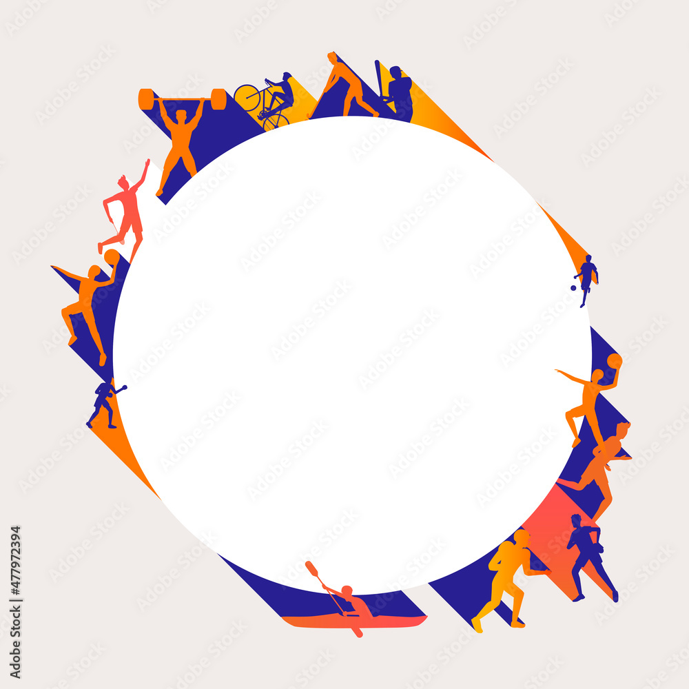 Vector illustration of sports background design with sport players in ...