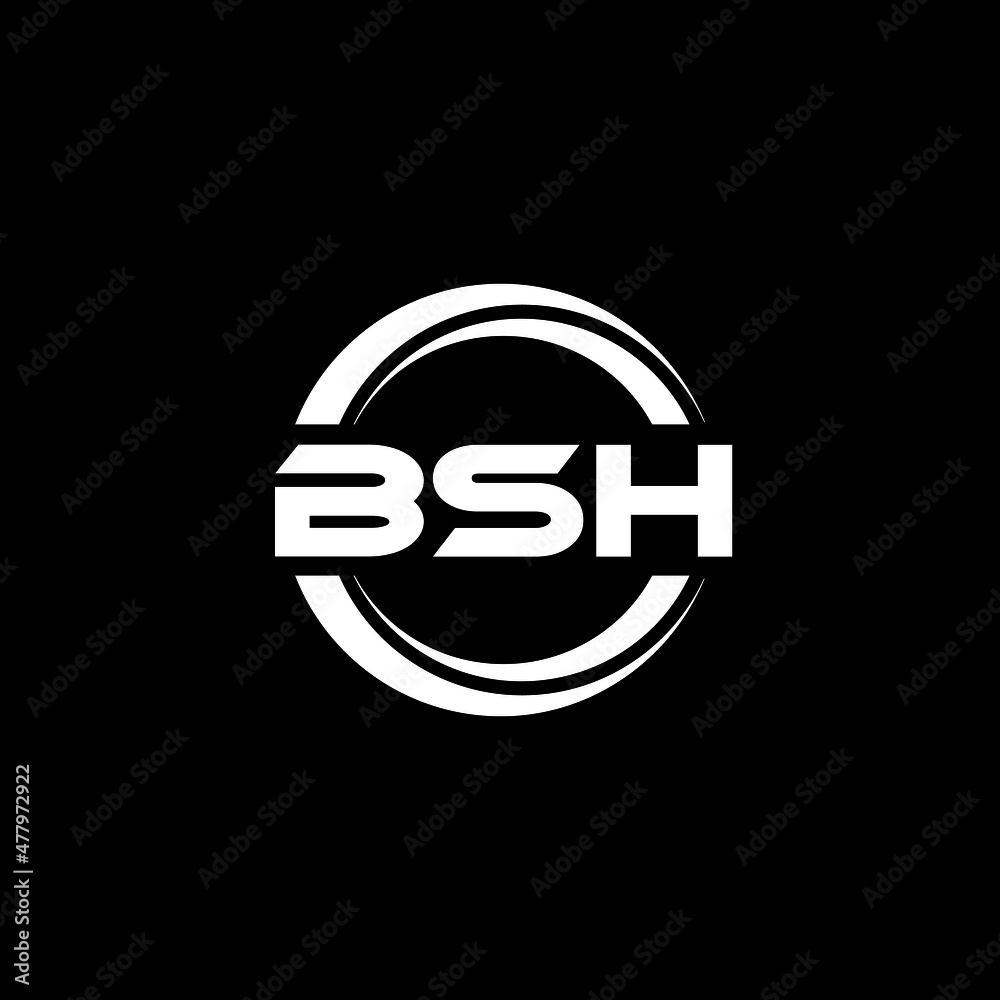 BSH letter logo design with black background in illustrator, vector ...