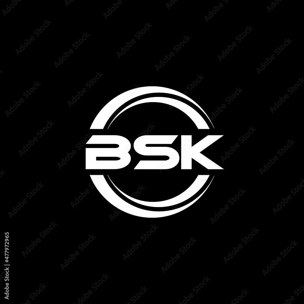 BSK letter logo design with black background in illustrator, vector ...