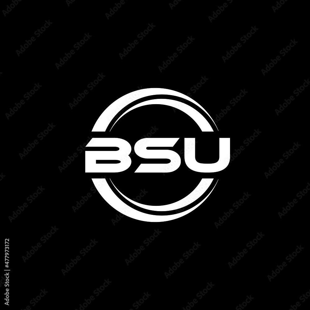 BSU letter logo design with black background in illustrator, vector ...