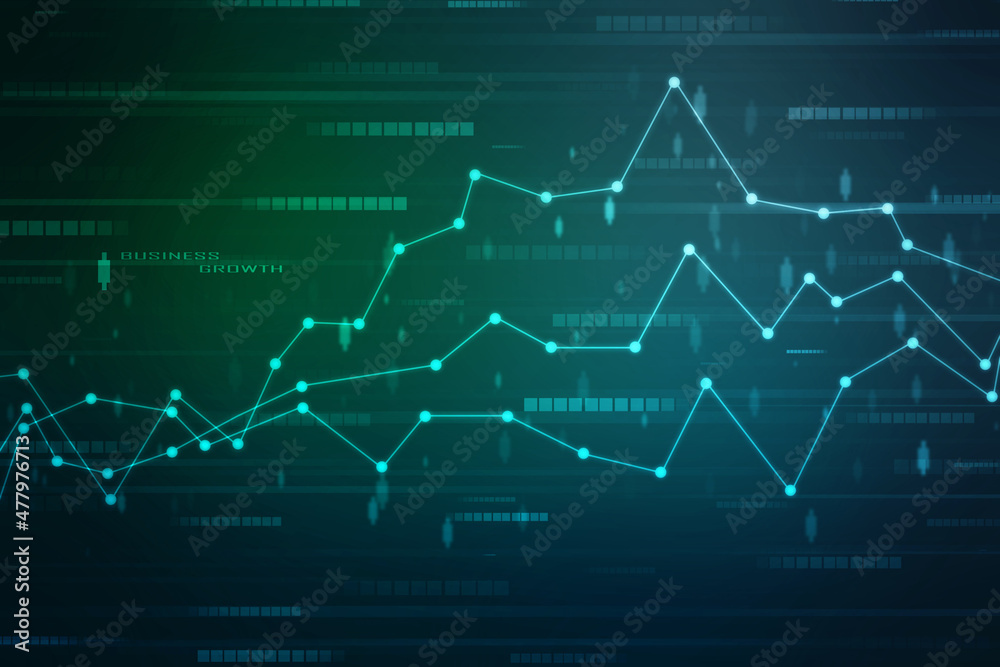 Business Growth graph on technology background, Futuristic raise arrow ...