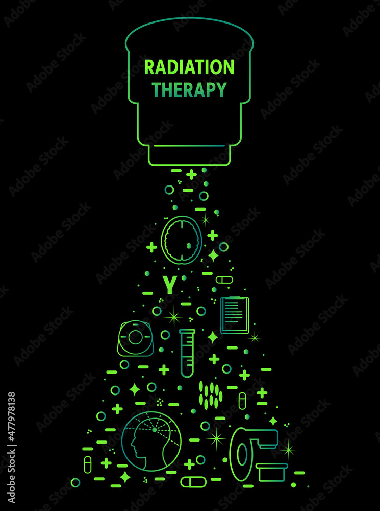 A radiation therapy line style design element with LINAC (linear ...