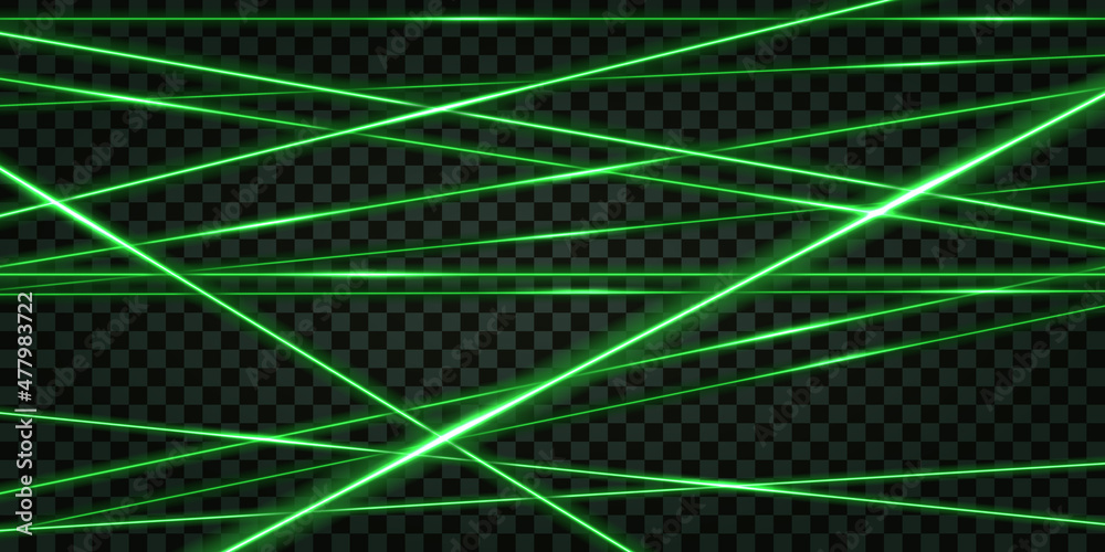 Green laser beams, glowing light effect. abstract luminous ray lines of ...