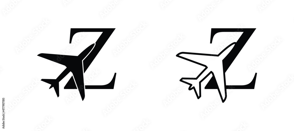 letter Z plane vector template airplane logo airlines company travel ...