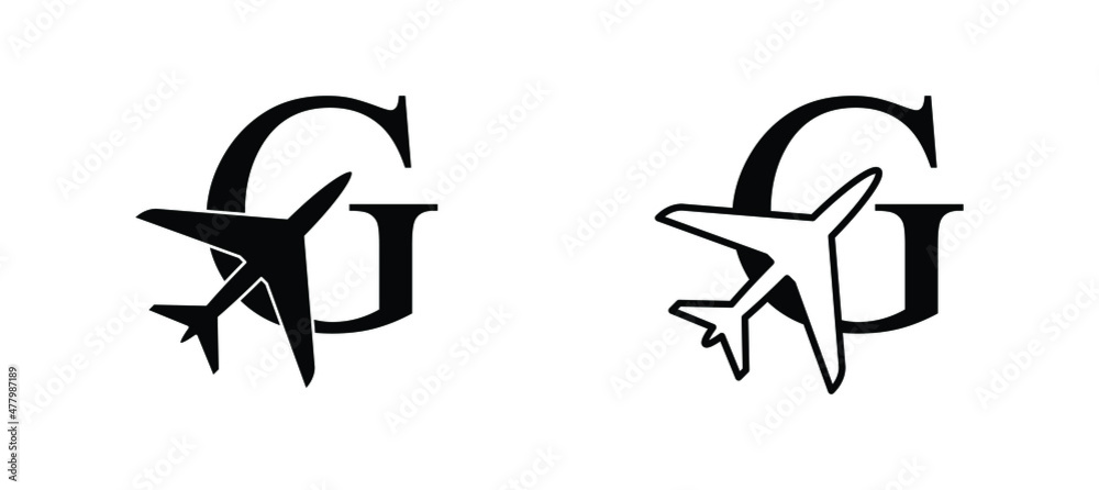 letter G plane vector template airplane logo airlines company travel ...