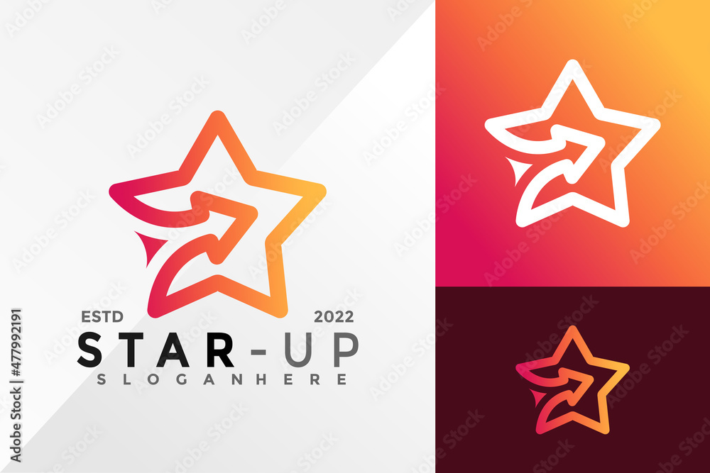 Star up Logo Design Vector illustration template Stock Vector | Adobe Stock