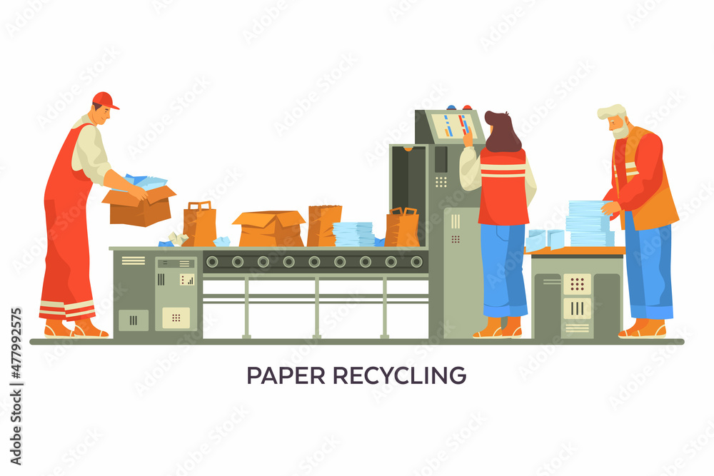 Banner of paper recycling process, eco technology Stock Vector | Adobe ...