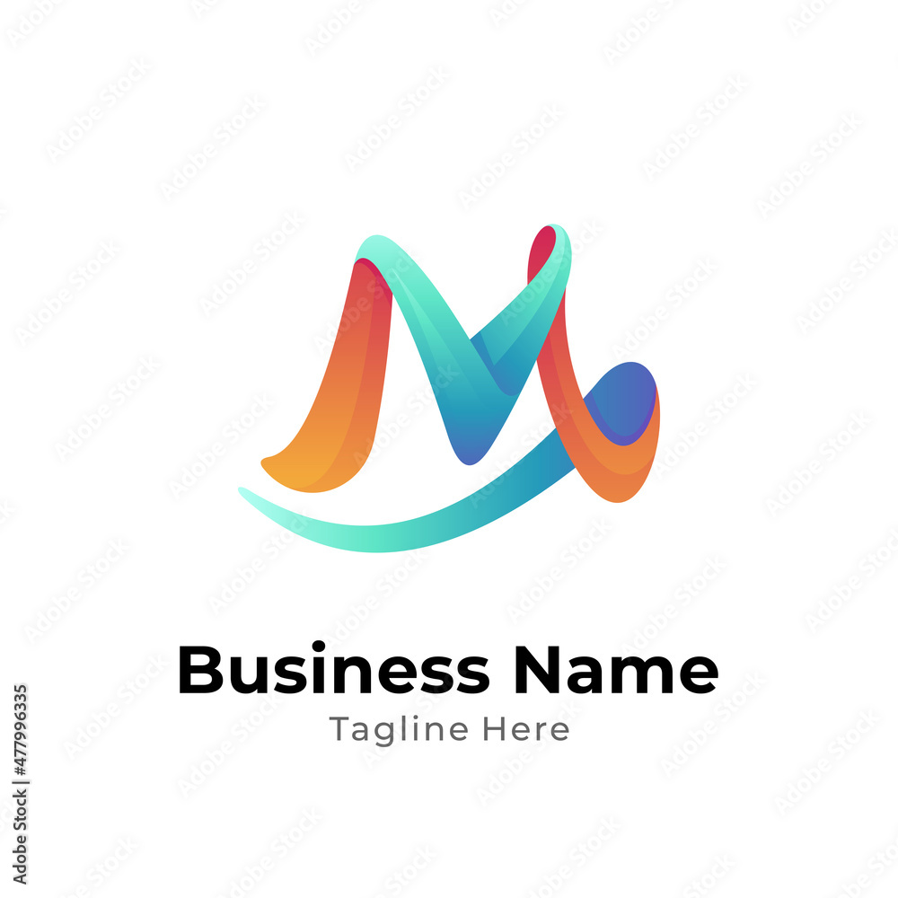 simple letter M logo template with gradient colors Stock Vector | Adobe ...