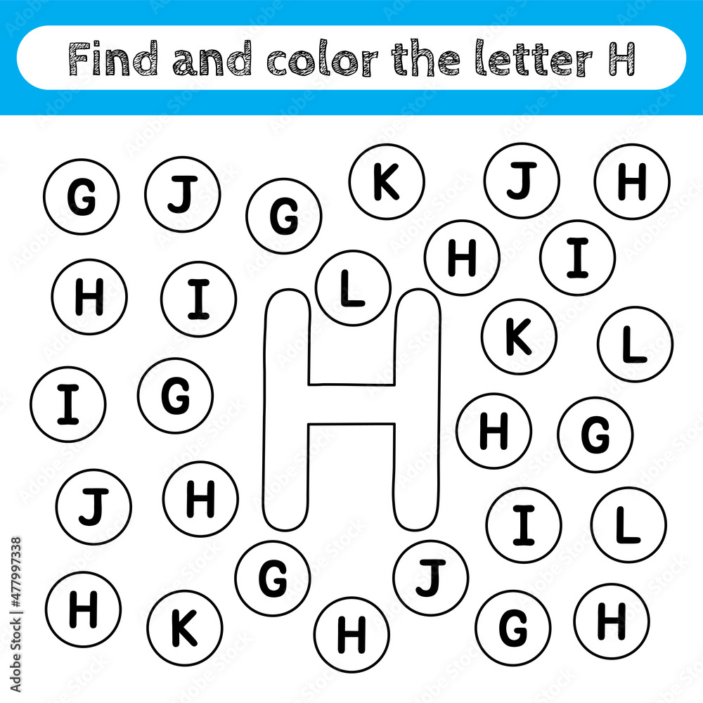 Learning worksheets for kids, find and color letters. Educational game ...