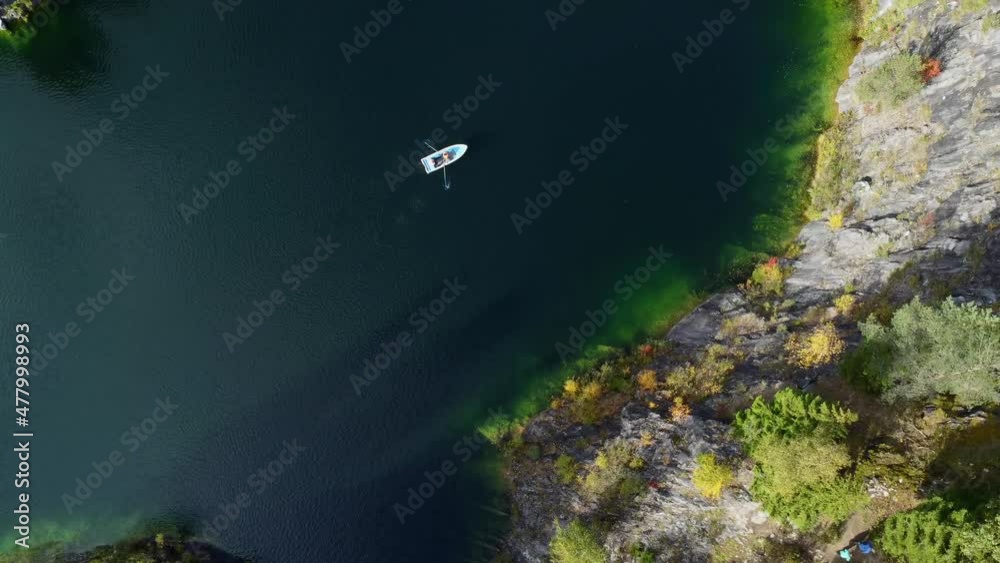 Beautiful nature of Karelia republic. Mountain park Ruskeala. Aerial ...