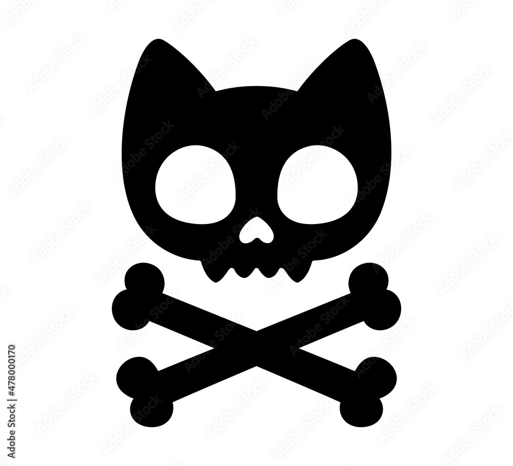 Cartoon cat skull and crossbones Stock Vector | Adobe Stock