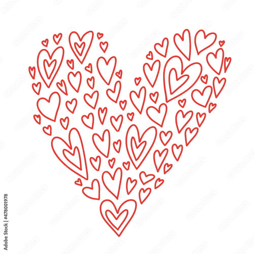 Hand drawn heart outline doodles in a heart shaped frame. Cute simple ... Hand drawn heart outline doodles in a heart shaped frame. Cute simple ...