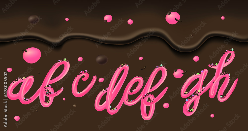 Bubble Gum Alphabet Candy Set. Pink Font Isolated on Pink Background ...