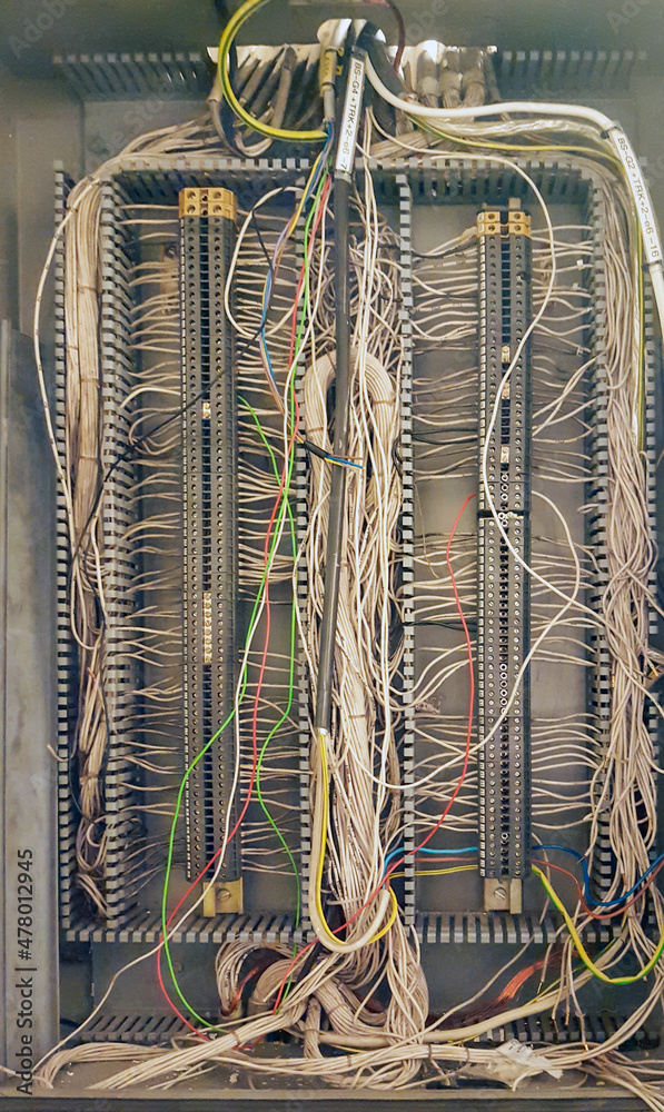 Termination wiring in controller unit cubicle. Electricity and energy ...