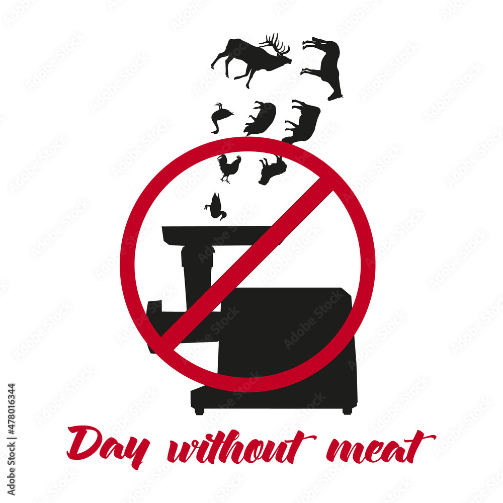 Silhouette of different types of animals and a meat grinder under the ...