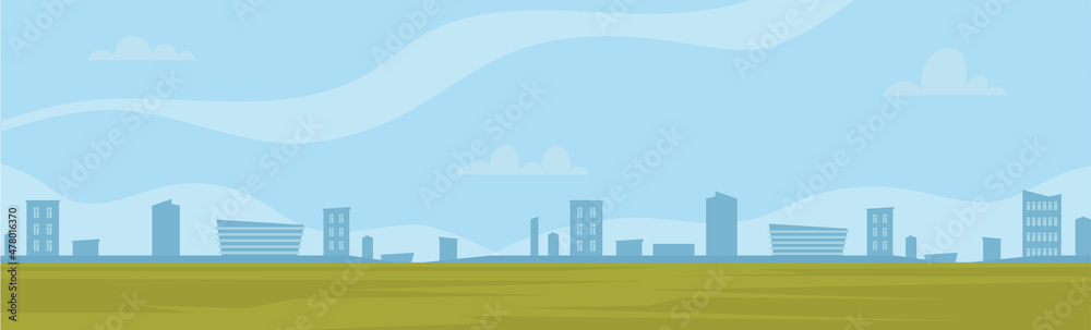 Open space, a field outside the city and a view of the city in the ...