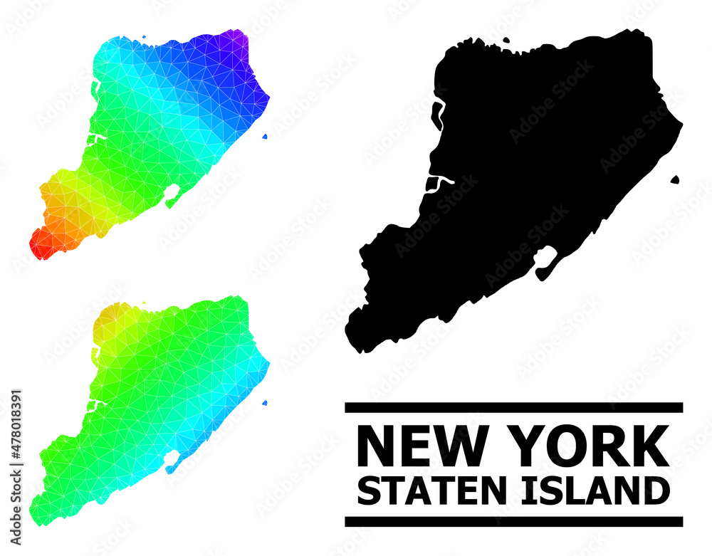 Vector lowpoly spectral colored map of Staten Island with diagonal ...