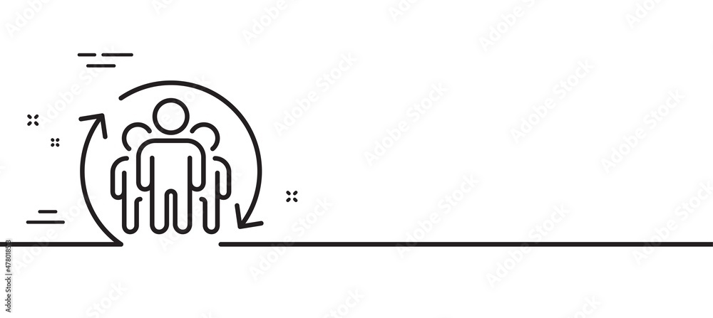 Teamwork line icon. Employees rotation sign. Core value symbol. Minimal line illustration ...