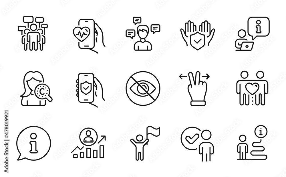 People icons set. Included icon as Verification person, Not looking ...