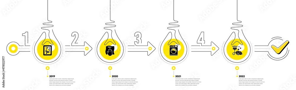 Cleaning Infographic timeline with 4 steps. Workflow process diagram ...