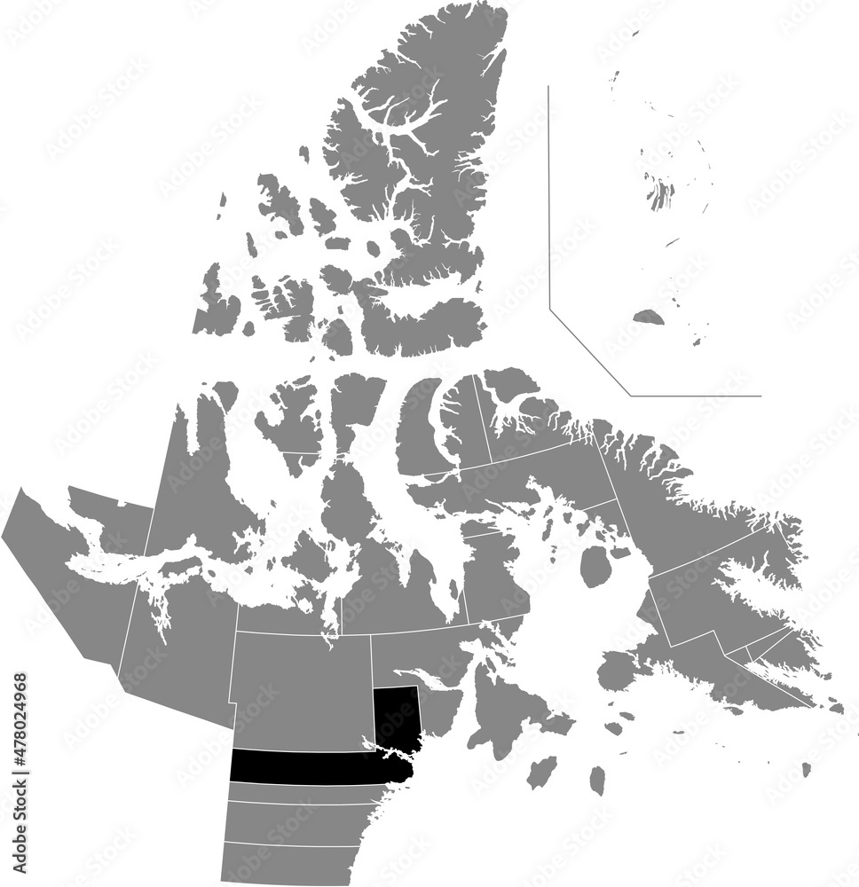 Black flat blank highlighted location map of the RANKIN INLET NORTH ...