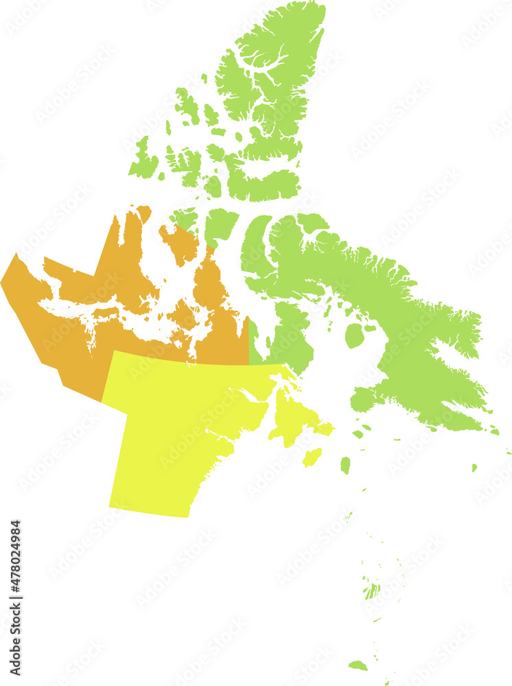 Pastel flat blank vector administrative map of the Canadian territory ...
