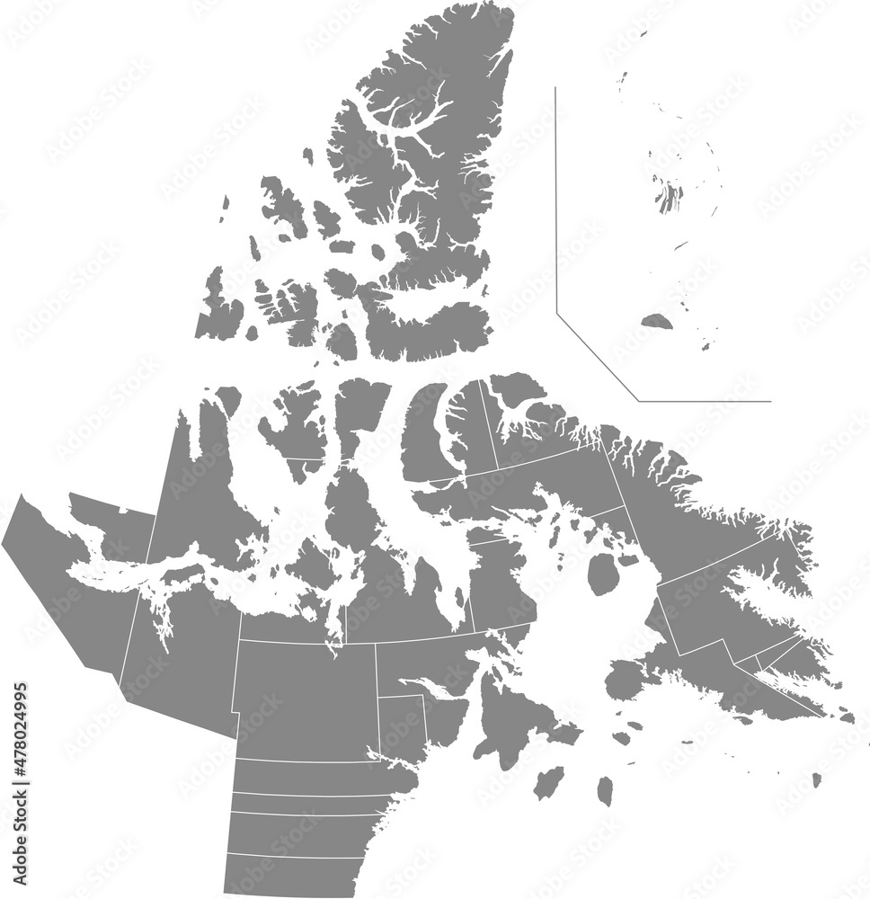 Gray flat blank vector administrative map of the territorial electoral ...