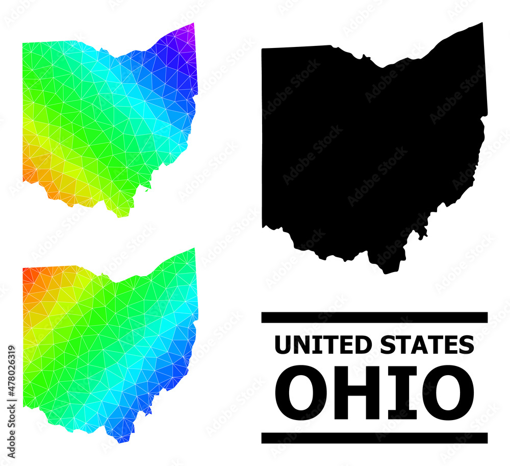 Vetor de Vector low-poly spectral colored map of Ohio State with ...