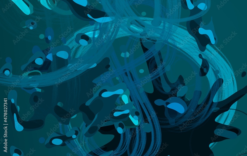 Cartoon water liquid particles droplets. Abatract painting. 2d ...