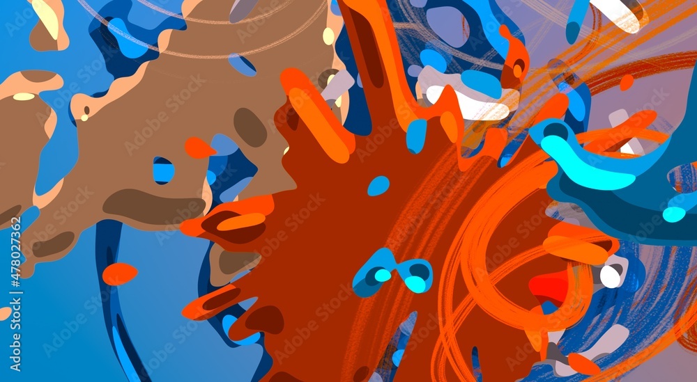 Cartoon water liquid particles droplets. Abatract painting. 2d ...