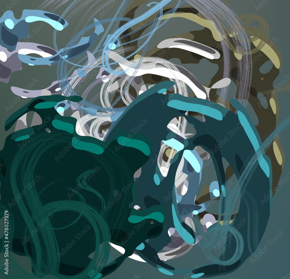 Cartoon water liquid particles droplets. Abatract painting. 2d ...