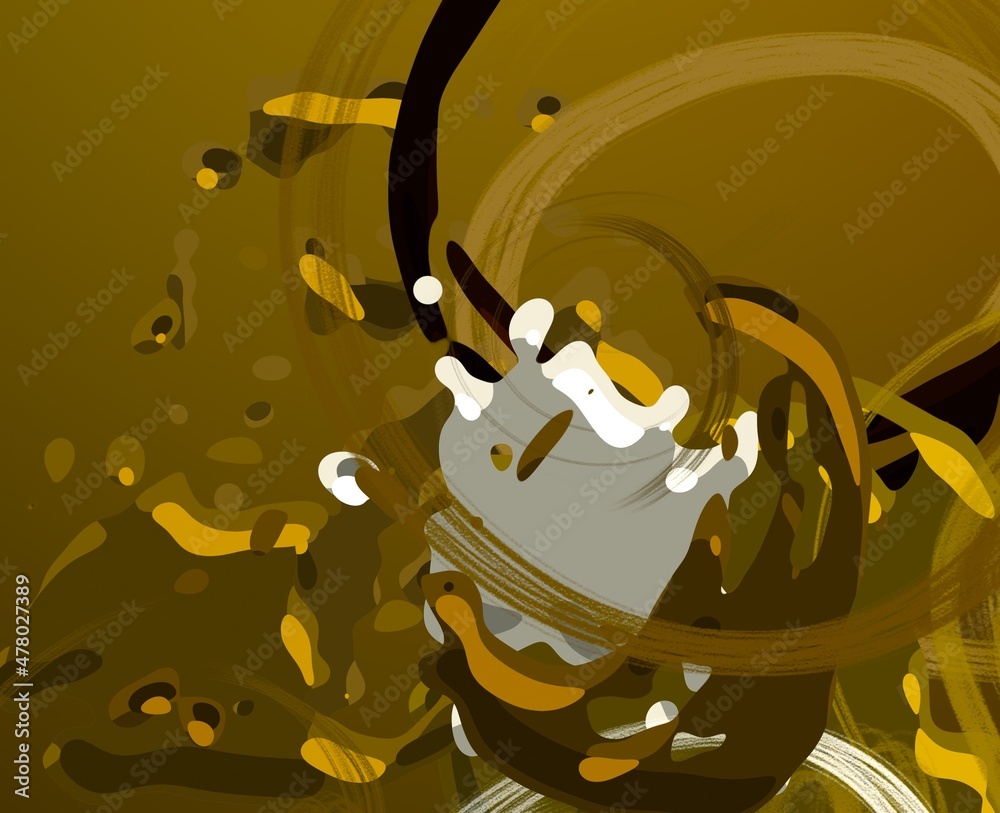 Cartoon water liquid particles droplets. Abatract painting. 2d ...