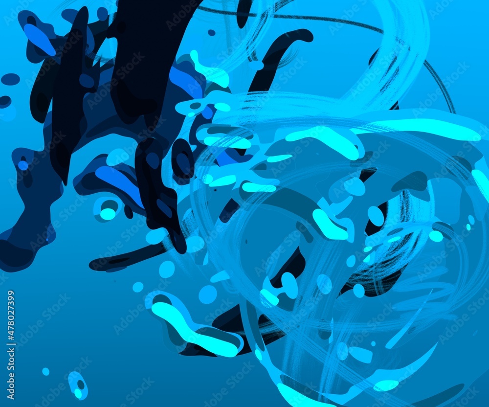 Cartoon water liquid particles droplets. Abatract painting. 2d ...