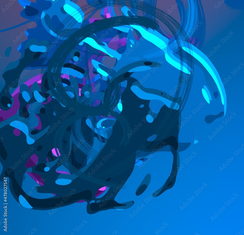 Cartoon water liquid particles droplets. Abatract painting. 2d ...