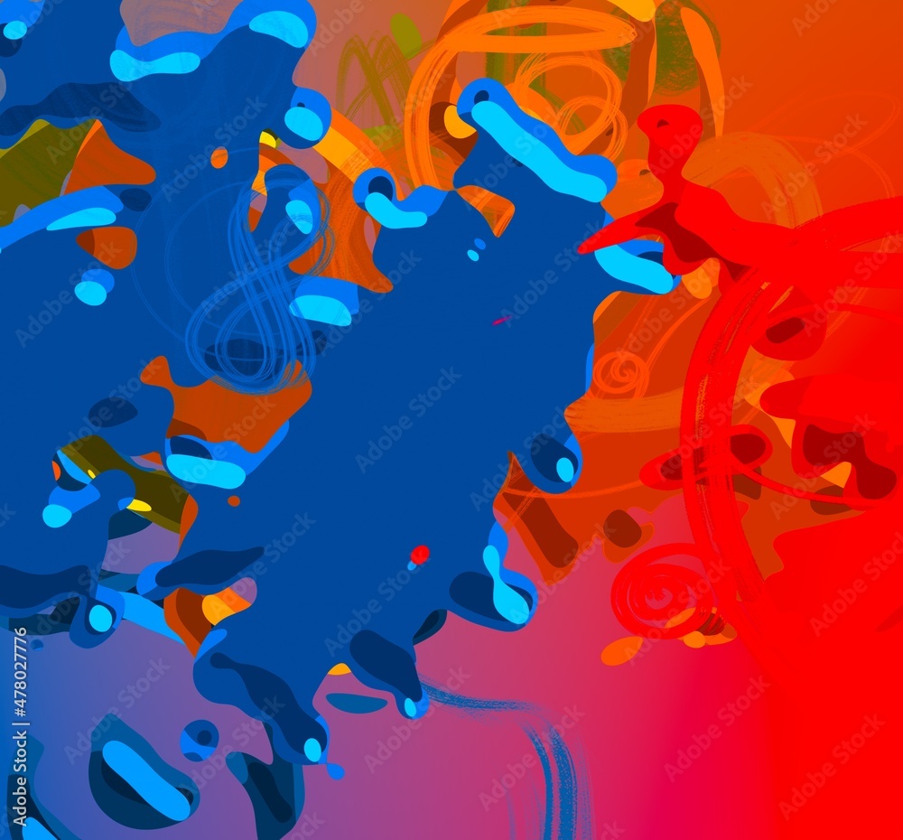 Cartoon water liquid particles droplets. Abatract painting. 2d ...