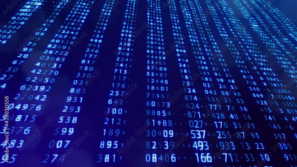 3d loop background, concept of digital data processing, calculation and visualization of ...