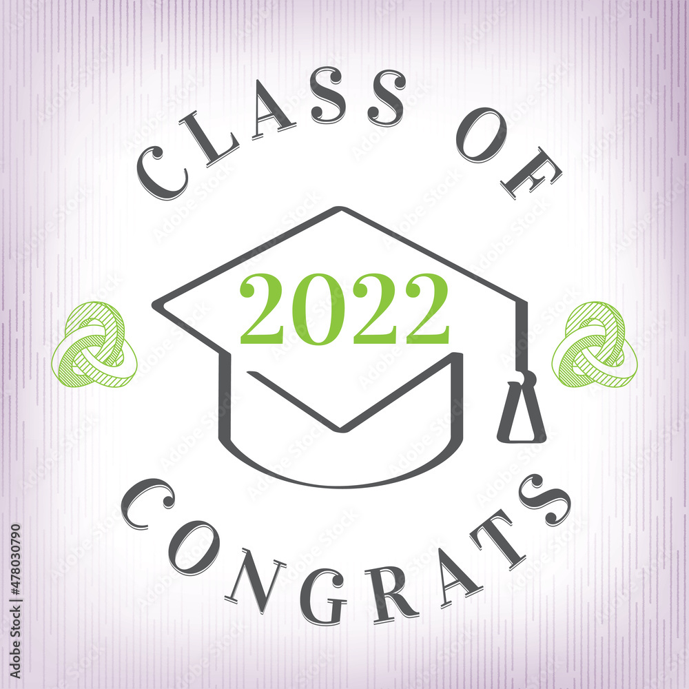 Class of 2022 Single Line Calligraphic Brush Style Square Academic ...