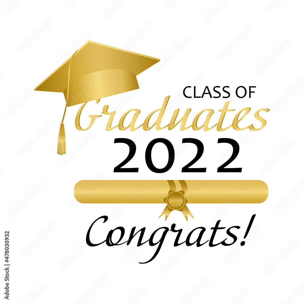 Lettering Class of 2022 for greeting card isolated on white background ...
