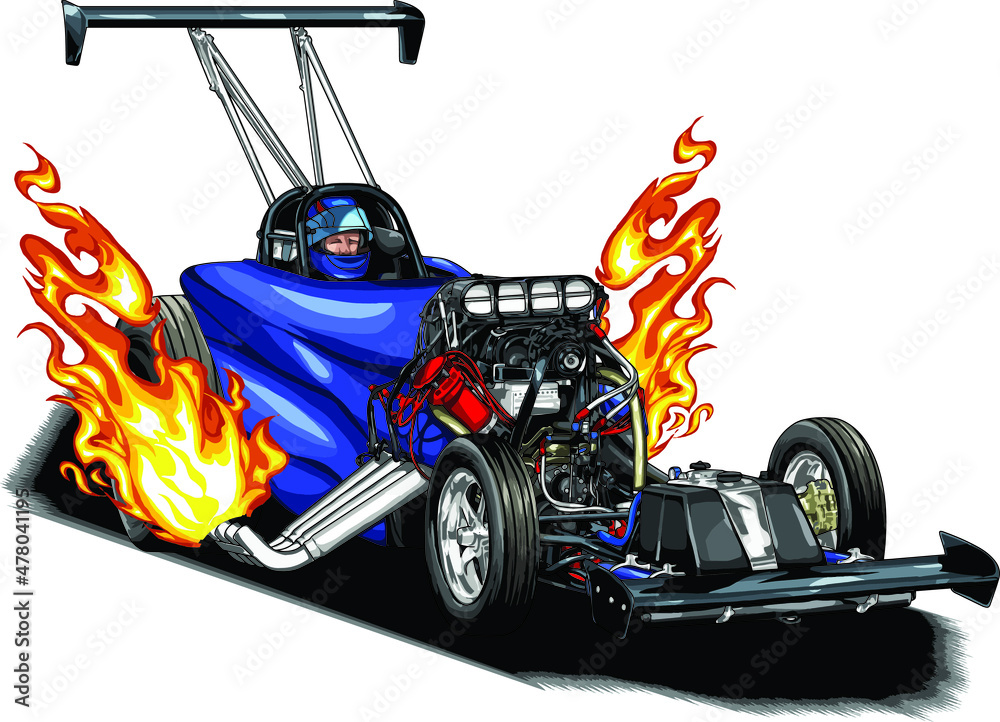 drag racing car isolated on white background for poster, t-shirt print ...