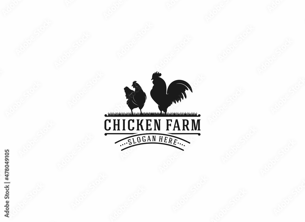 chicken farm logo template in white background Stock Vector | Adobe Stock