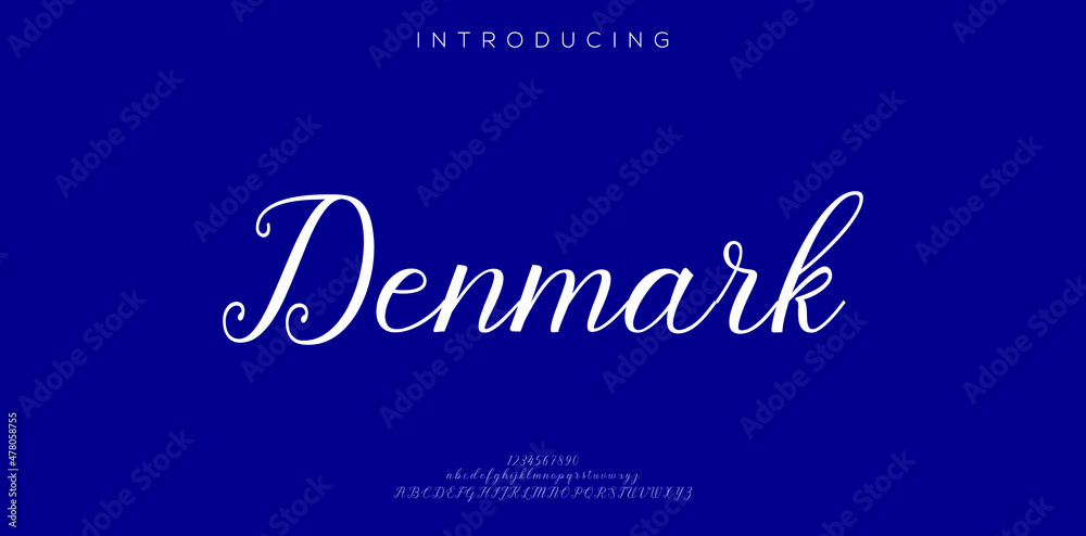 Calligraphy, Script, Luxury and Elegant DENMARK Letter Font design with ...