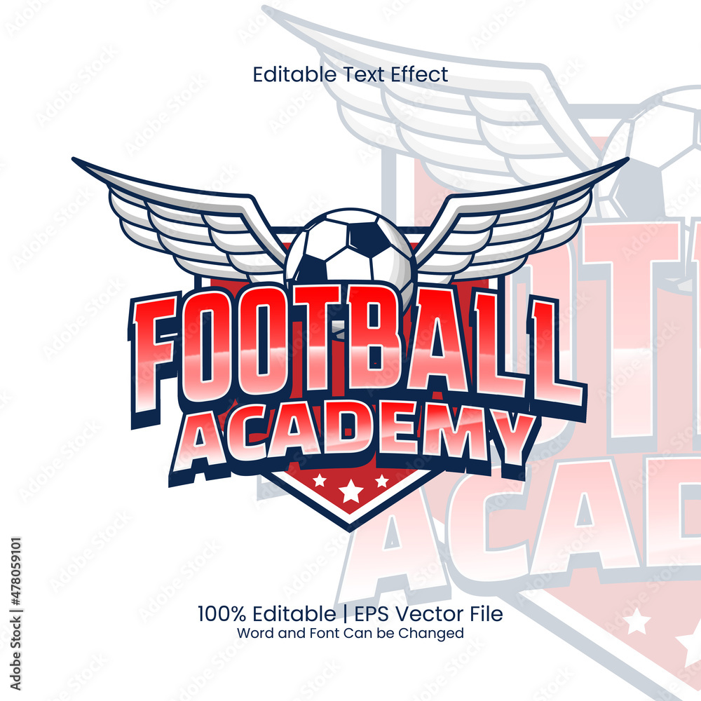 Football Academy emblem logo customized text effect editable Stock ...