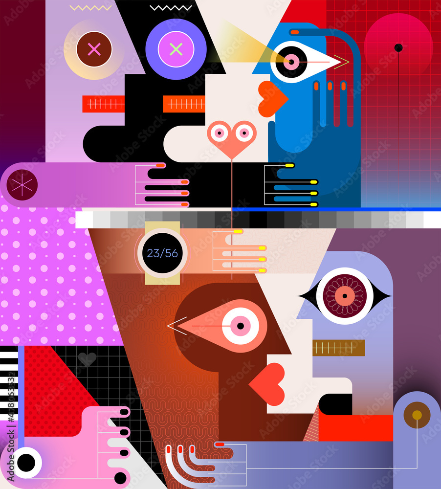 Large group of adult people. Vector illustration of different ...